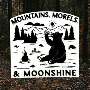 Mountains, Morels, and Moonshine Sticker. Mountain Sticker. Morel ...