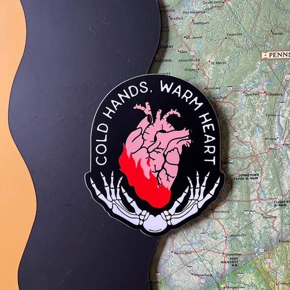 Cold Hands Warm Heart Sticker. Heart Sticker. Skeleton - Etsy