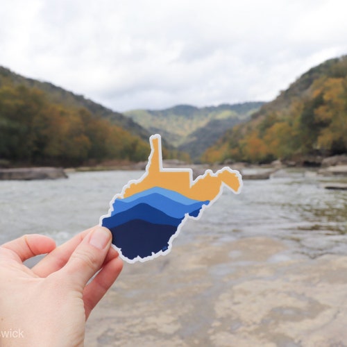 West Virginia Sticker. Blue and Gold Mountains. Mountain - Etsy