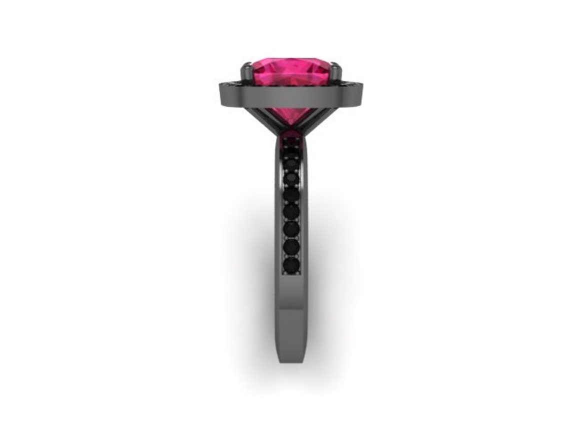 Ruby Engagement Ring Ruby Ring Black Diamond Wedding Ring 14K Black ...