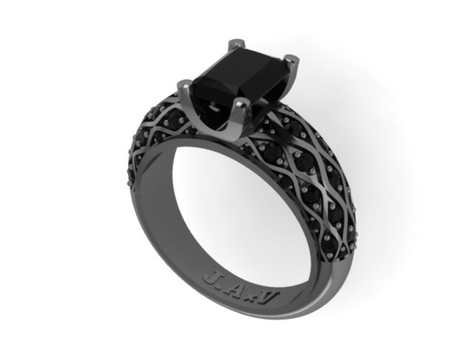 Black Gold Engagement Ring Emerald Cut Natural Black Diamond | Etsy