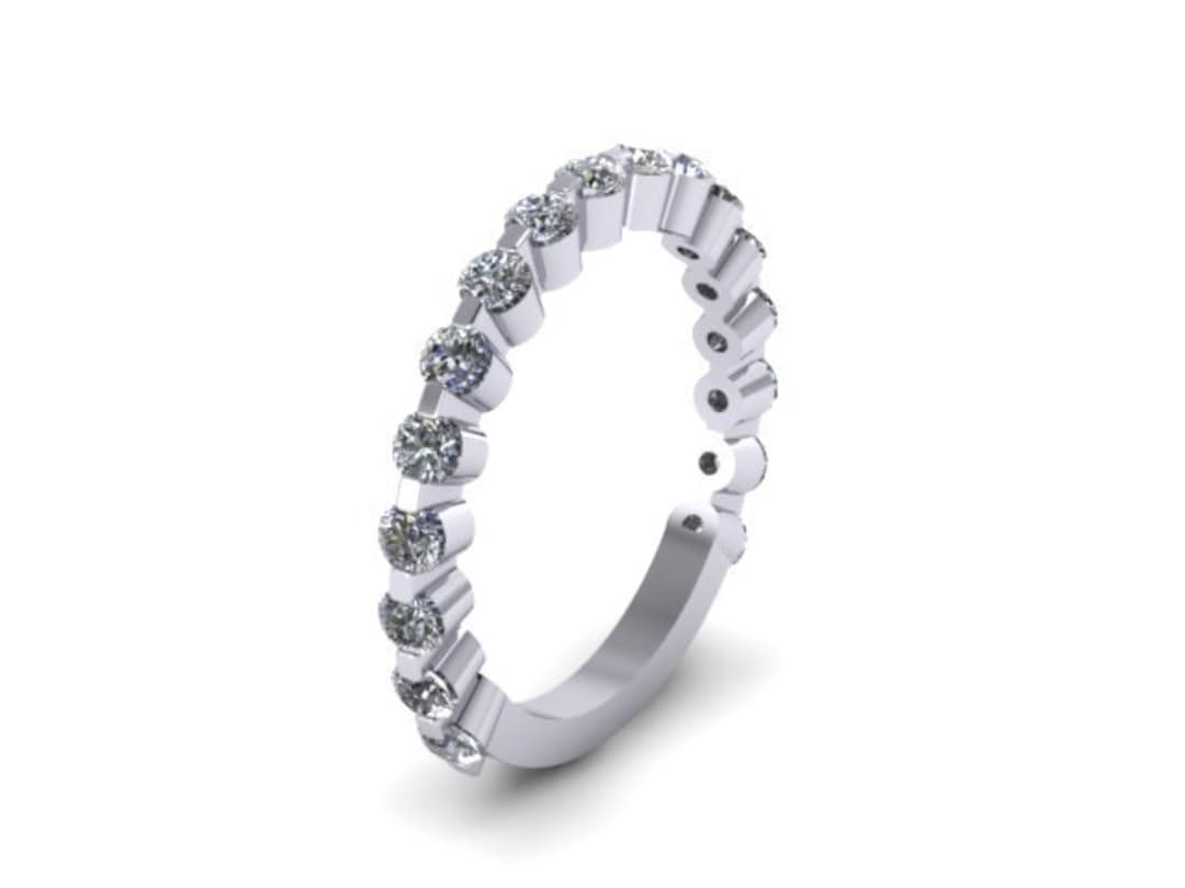 Diamond 3/4-way Band Matching Band 14K White Gold Band Sparkling Rings ...