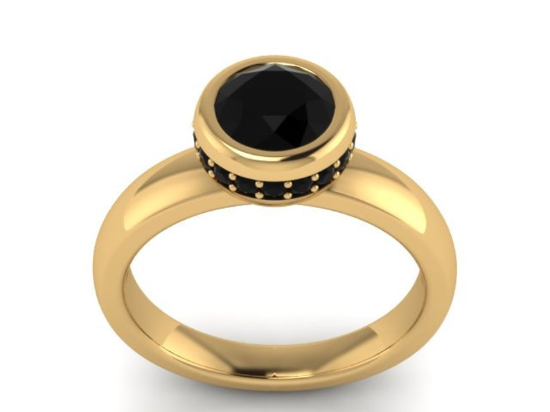 Black Diamond Engagement Ring Wedding Ring 14k Yellow Gold - Etsy