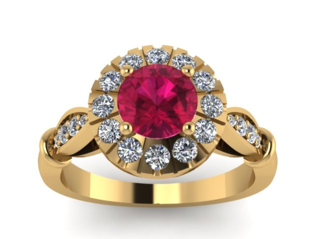 Ruby Engagement Ring 14k White Gold Engagement Ring Victorian Ring ...
