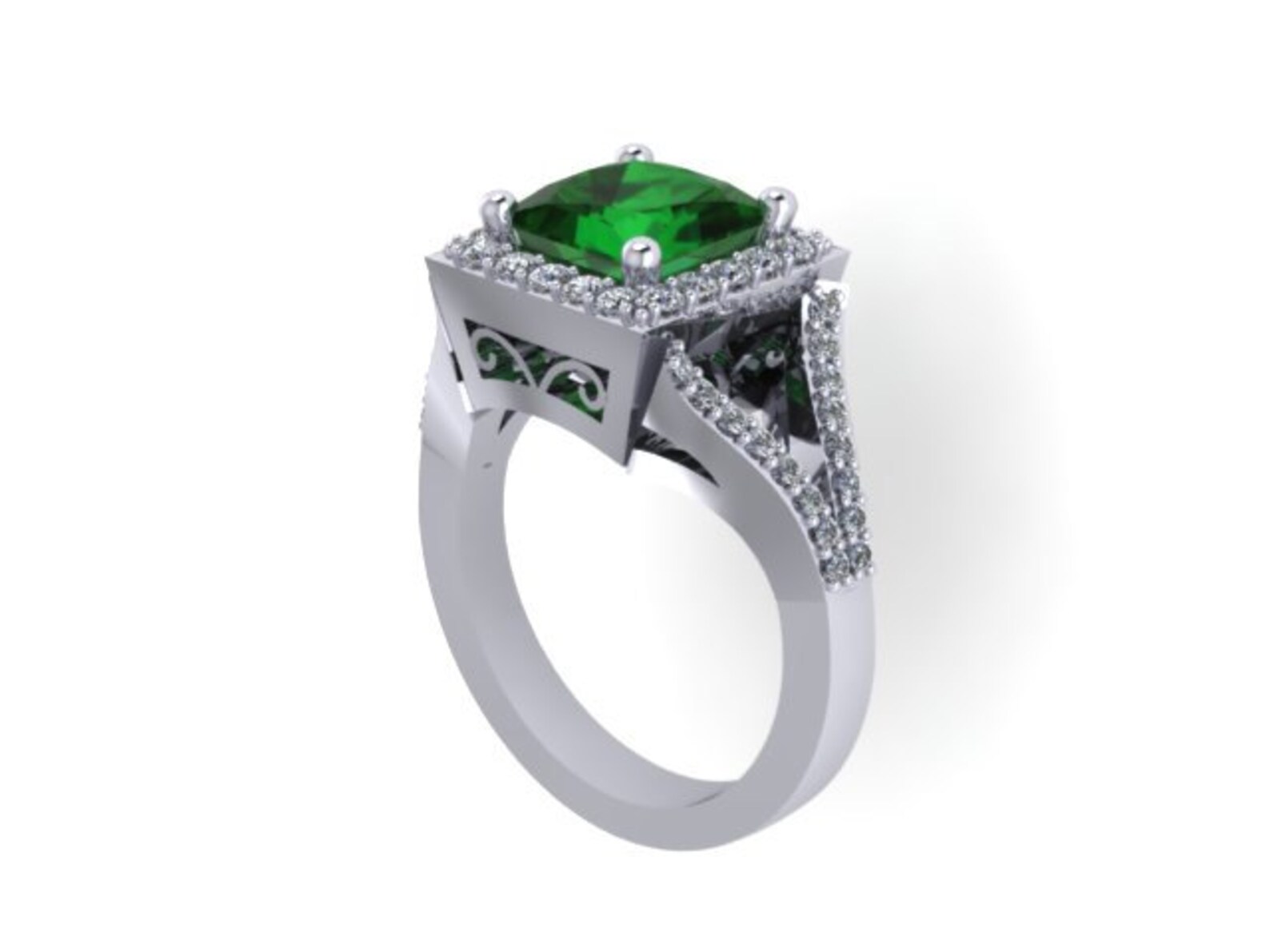 Emerald Engagement Ring Princess Cut Diamond Engagement Ring - Etsy