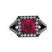 Princess Cut Red Ruby Engagement Ring Diamond Wedding Ring 14K Black ...