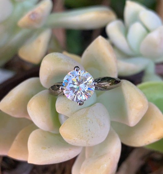 Black Gold Moissanite Engagement Ring Solitair Ring Unique Engagement Ring Etsy Fine Jewelry Charles Colvard One Brilliant Ring V1150 Etsy