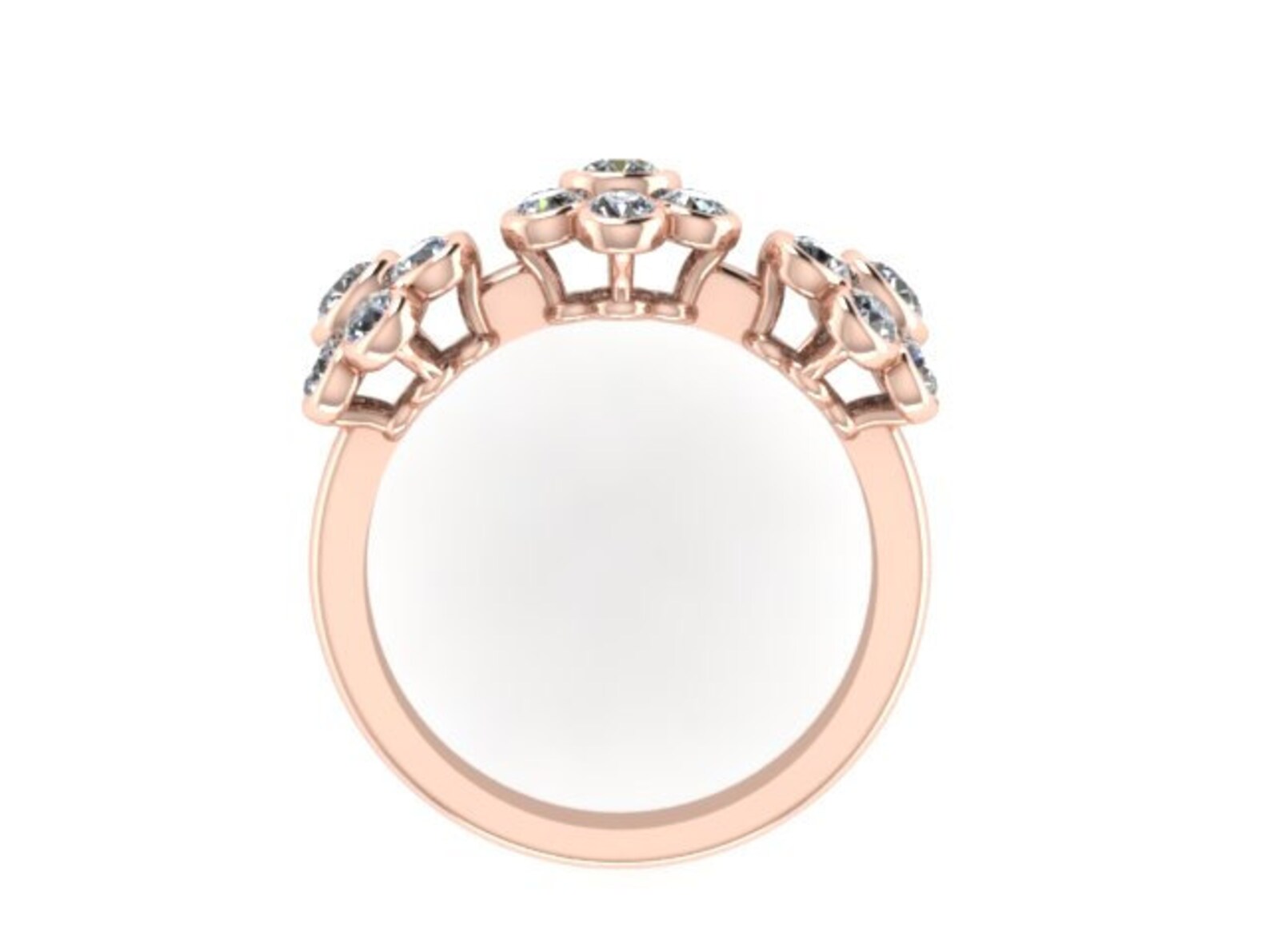 Diamond Band Flower Design Band 14K Rose Gold Flower Ring Floral Fine ...