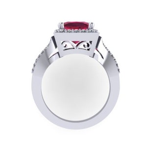 Princess Cut Ruby Engagement Ring Diamond Engagement Ring 14K White ...