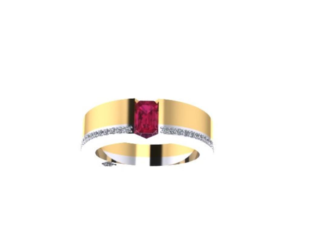 Diamond Two-tone Engagement Ring Ruby Engagement Ring 14K Yellow ...