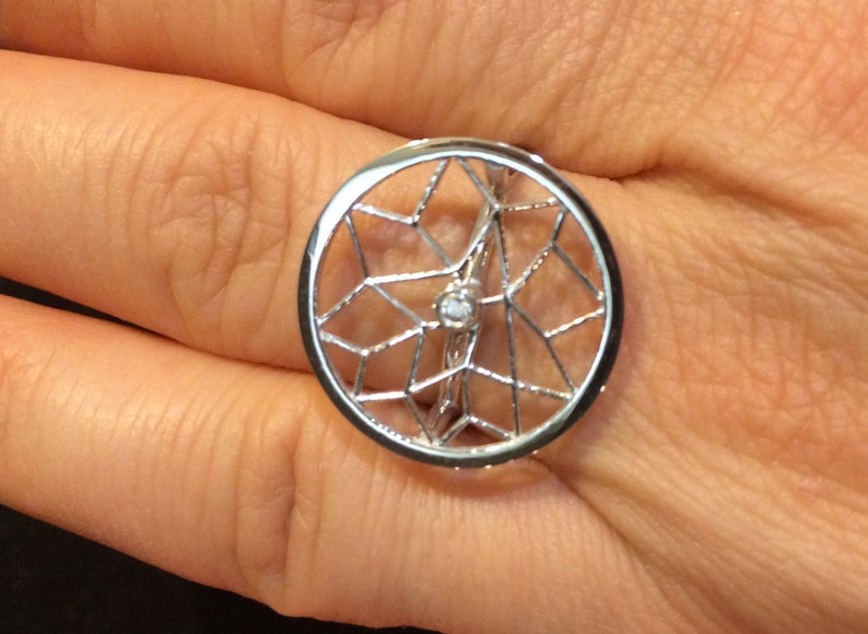14K White Gold Ring Dream Catcher Design Ring Fashion Ring | Etsy