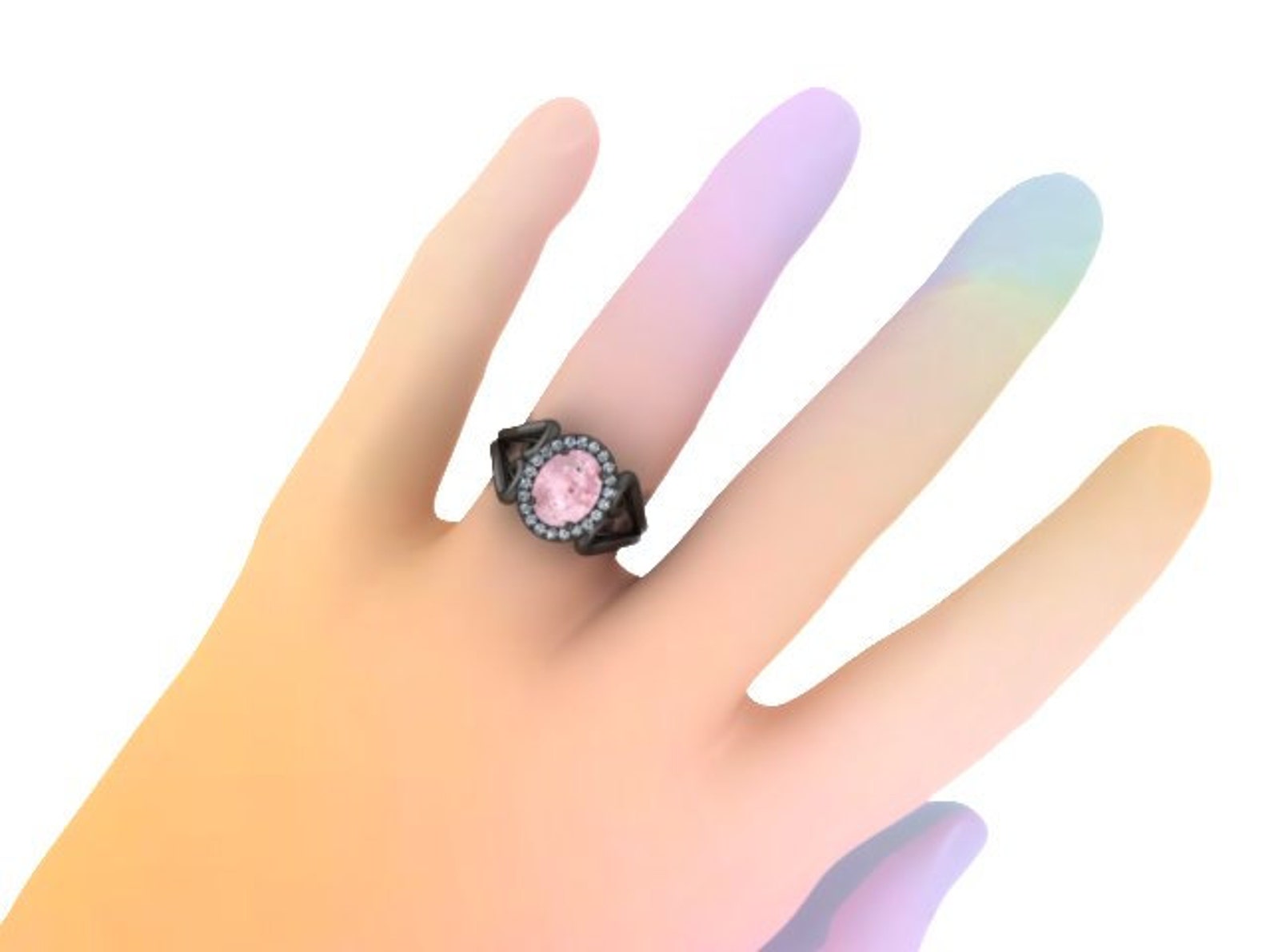 Unique Morganite Engagement Ring Diamond Valentine's Gift - Etsy