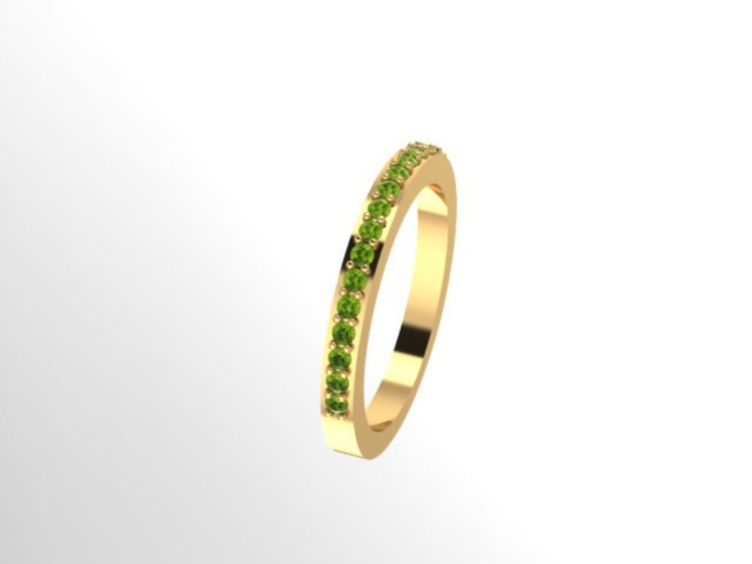 Peridot Band Wedding Band 14K Yellow Gold Band Gemstone Matching Band ...