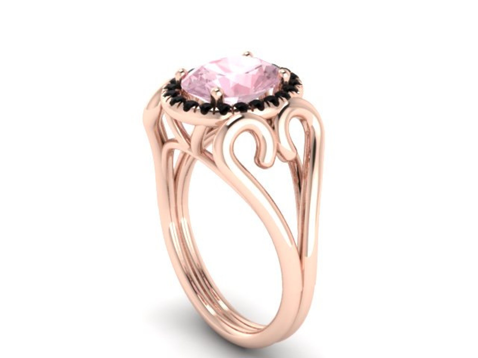 Morganite Engagement Ring Unique Wedding Ring Heart Ring | Etsy