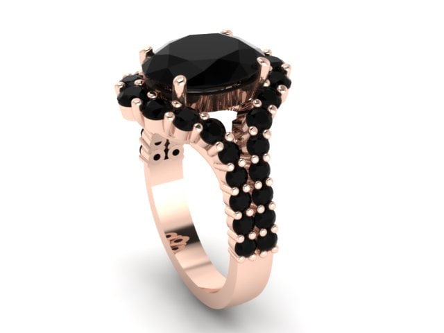 Rose Gold Black Diamond Engagement Ring Oval Natural Diamond | Etsy