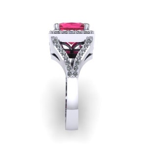 Princess Cut Ruby Engagement Ring Diamond Engagement Ring 14K White ...