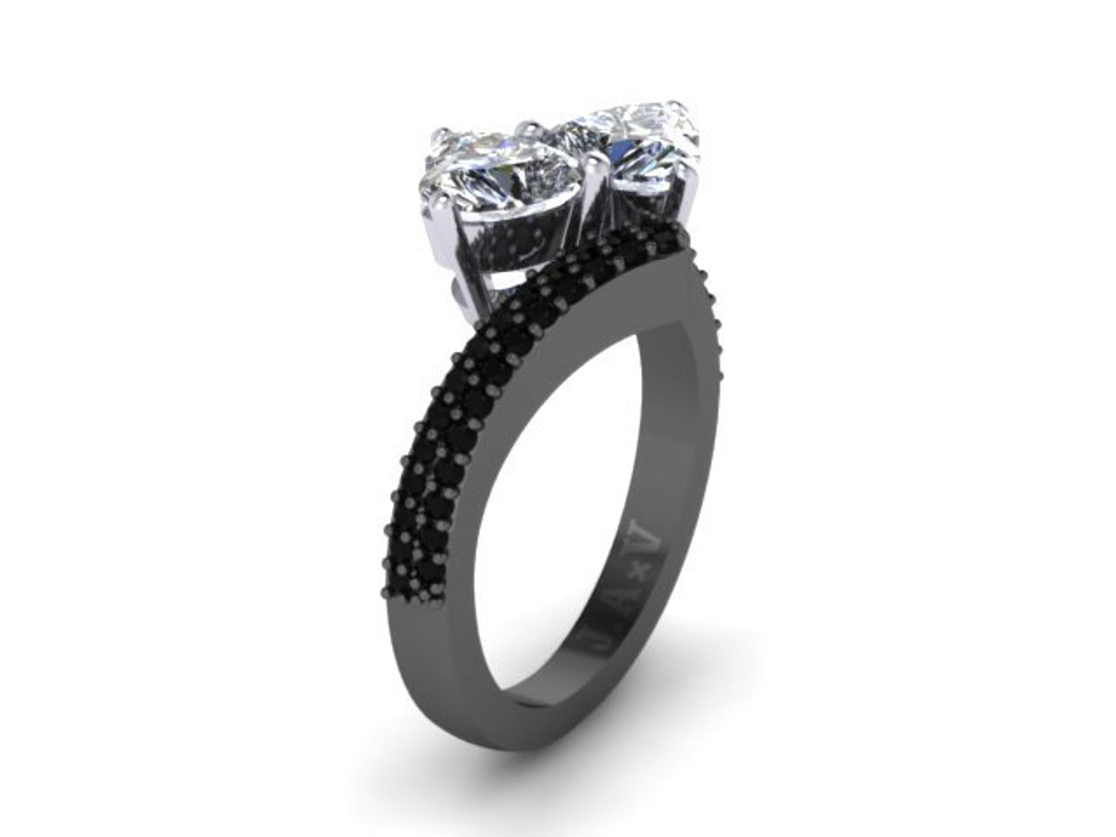 Unique Engagement Ring Genuine Black Diamond Wedding Ring 14K Black ...