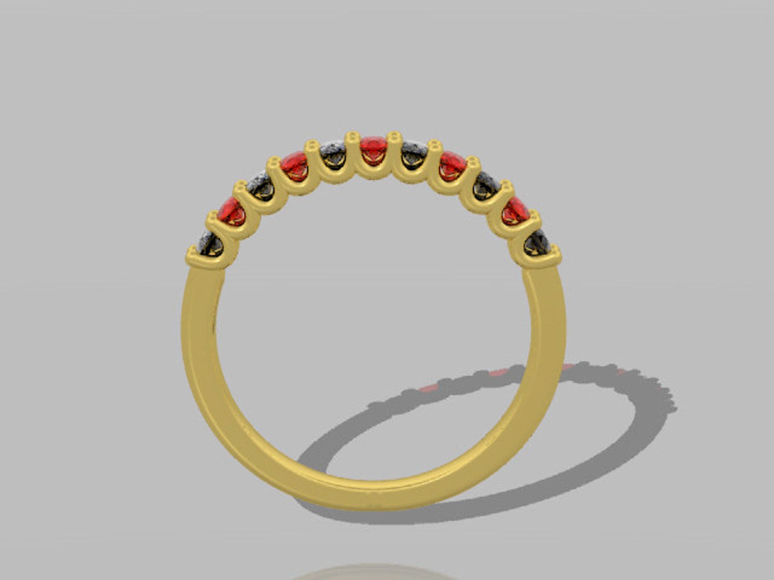 Diamond and Genuine Ruby Wedding Band Matching Band 14K Yellow Gold ...