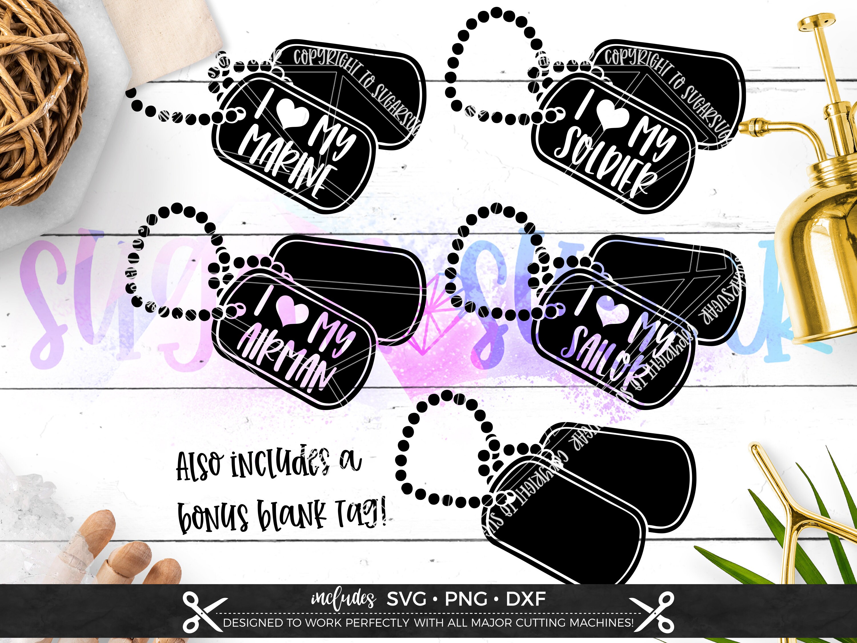 I Love My Military Dog Tags Svg Files for Cricut | Etsy