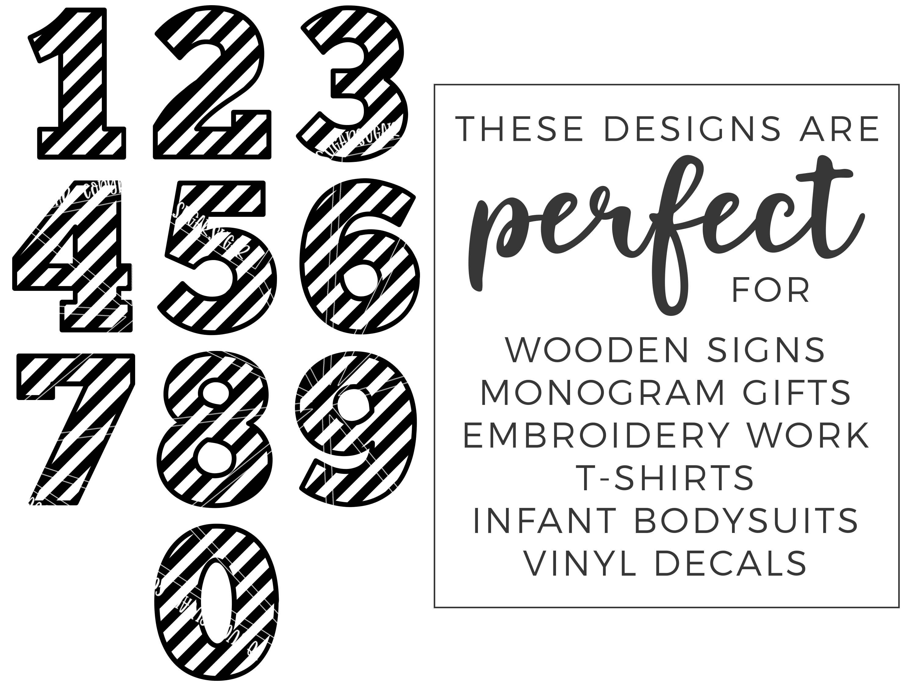 Striped Number svg Files for Cricut - Etsy 日本