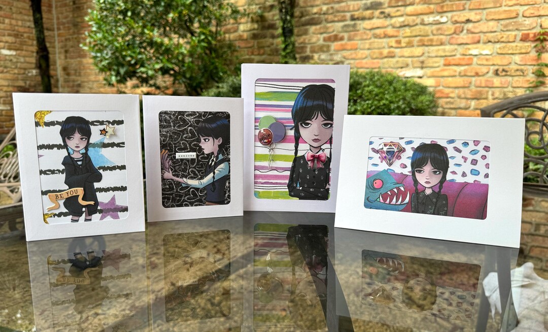 Wednesday Birthday Cards, Set of 4, Handmade, Birthday, Just Because ...