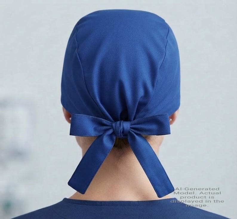 Organic Cotton Scrub Cap Tie Back Style, Pixie Surgical Hat GOTS Sateen ...