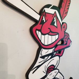 Cleveland Indians chief wahoo batting wood sign. | Etsy