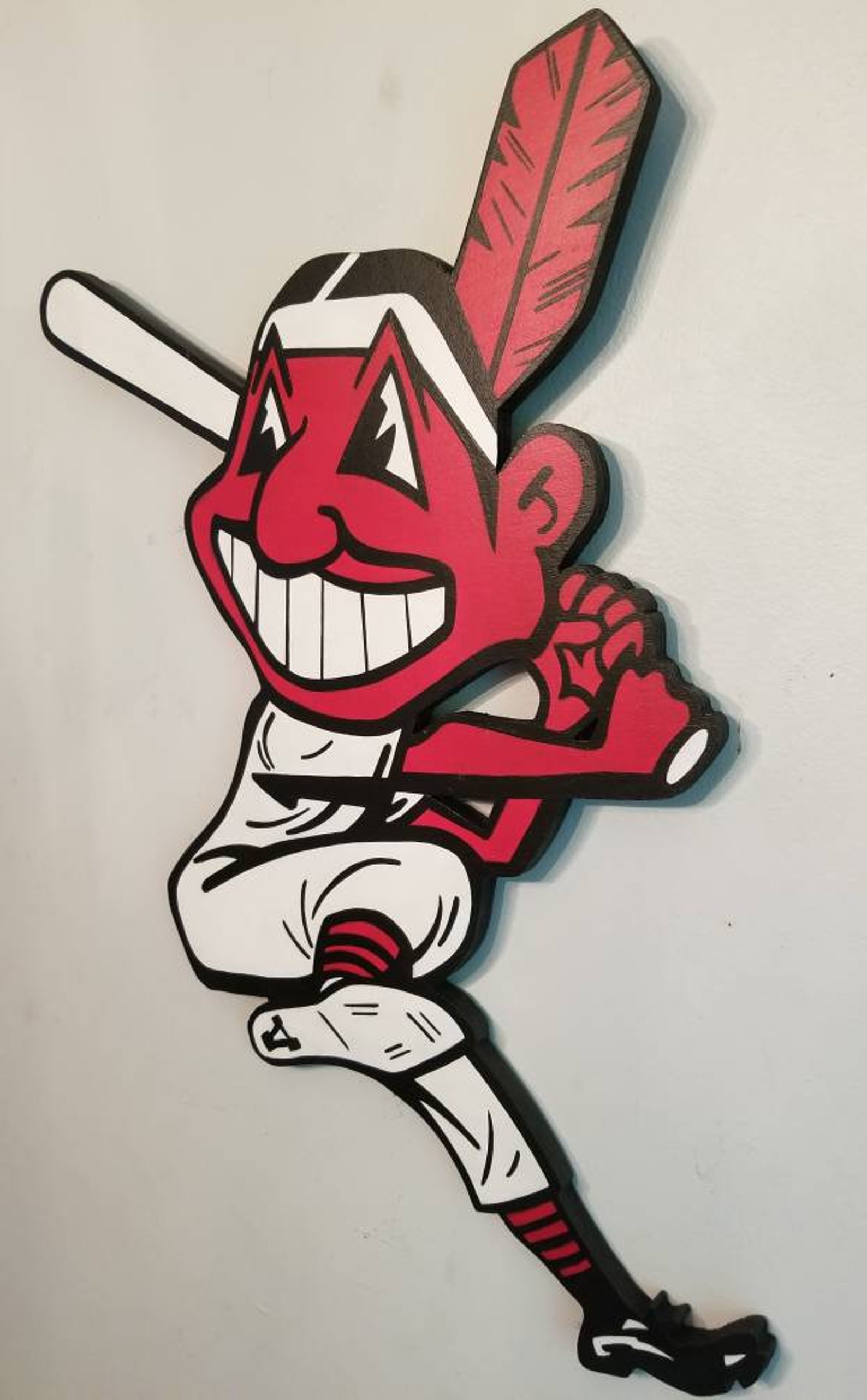 Cleveland Indians chief wahoo batting wood sign. | Etsy