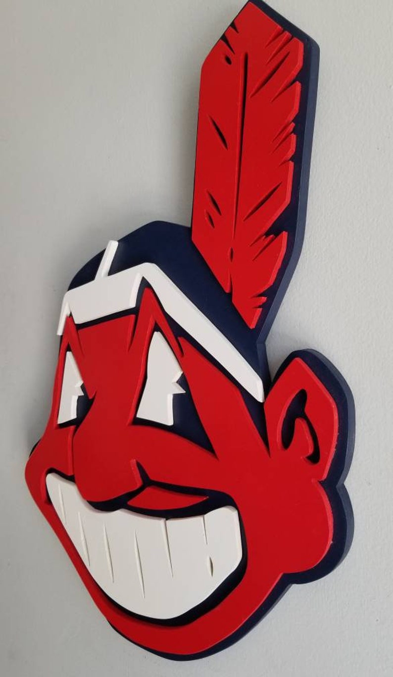 Cleveland Indians 3D Chief Wahoo handmade wood sign | Etsy