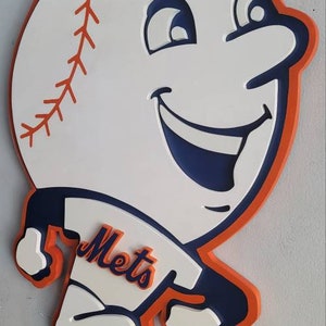 New York Mets Mr. Met Wood Sign - Etsy