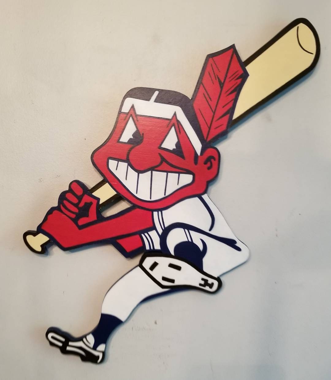 Cleveland Indians retro chief Wahoo handmade wood sign | Etsy