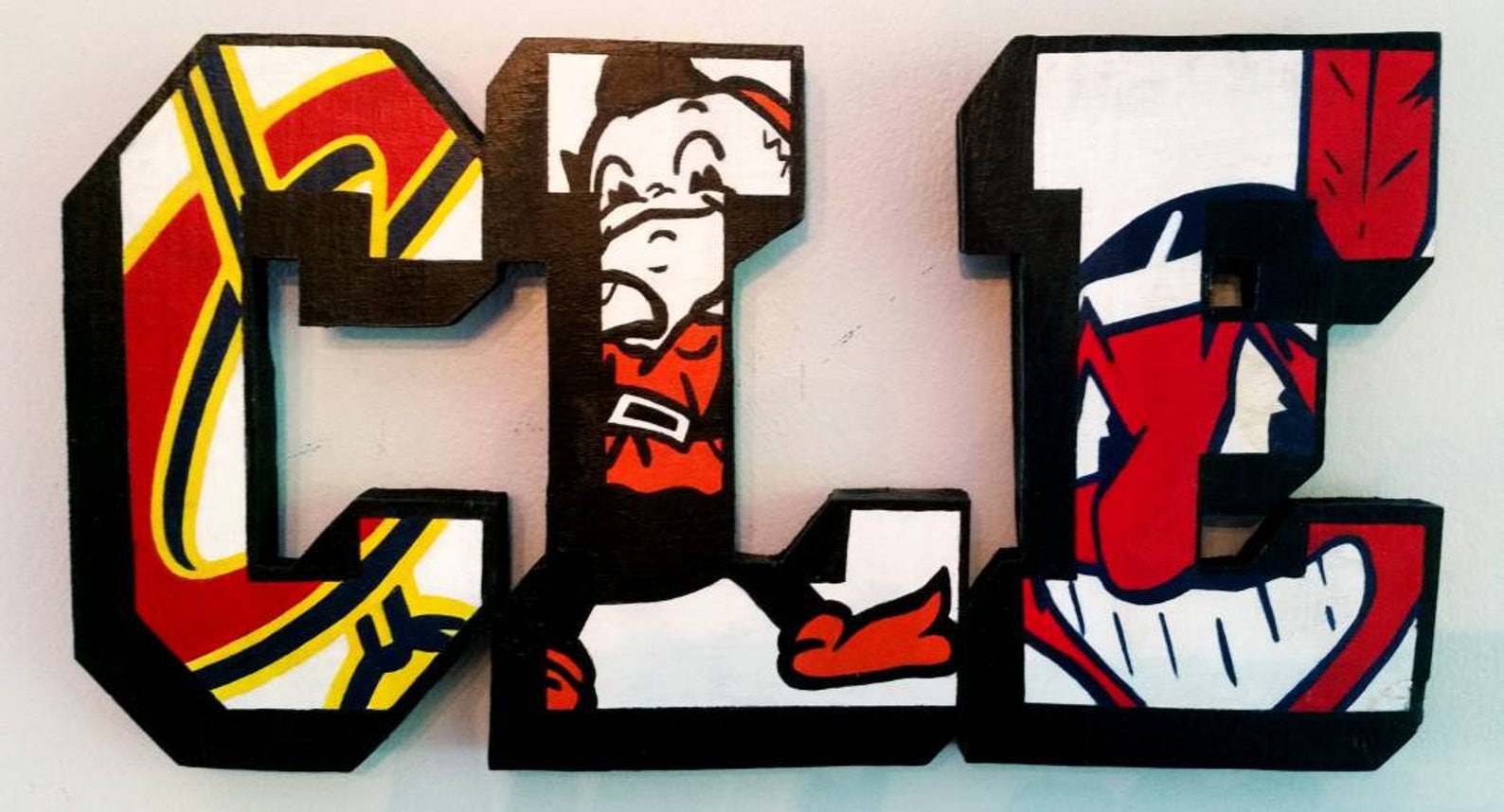 CLE sports teams large handmade wood sign | Etsy