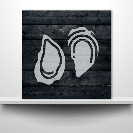 Oyster Shell Stencil 420+ Silhouette Of A Pearl Oyster Stock