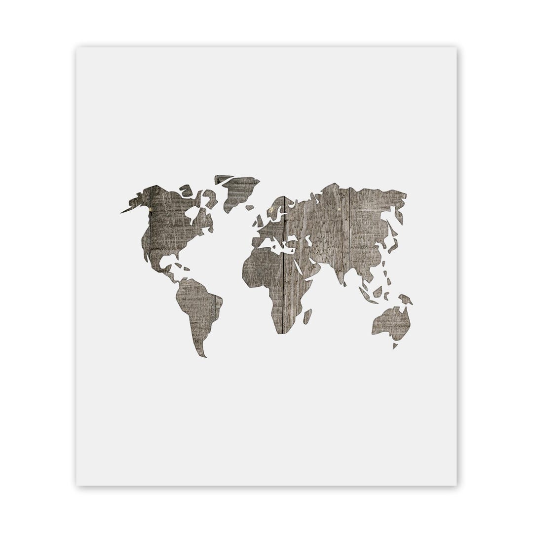 World Map Stencil Set - Reusable Continents Painting Templates for ...