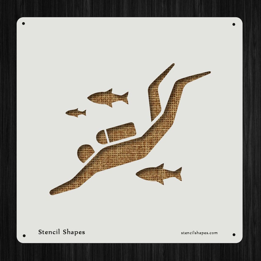 Scuba Diving Underwater Diver Tropical Style 19126 DIY Plastic Stencil ...
