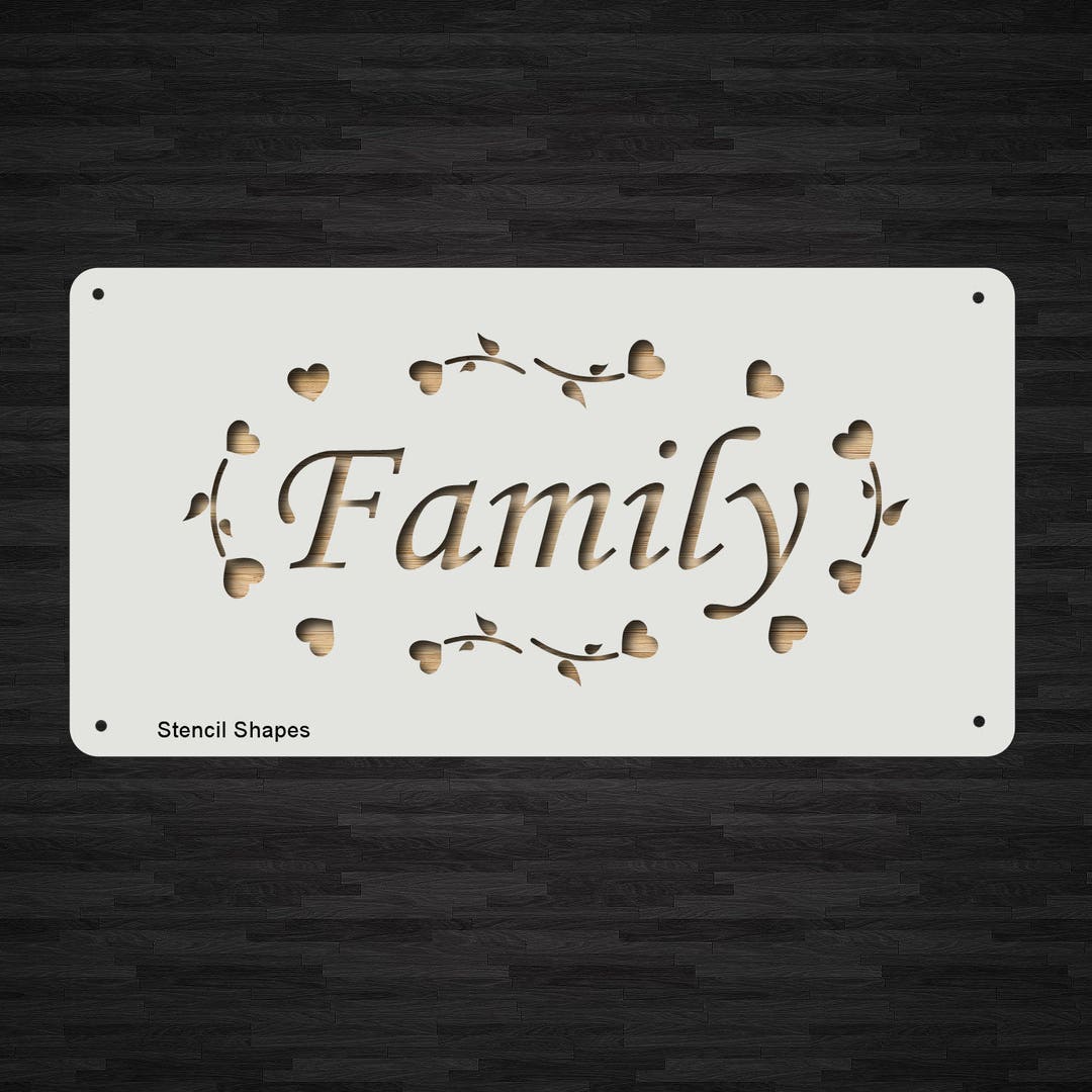 Family Love Heart Flower DIY Plastic Stencil Acrylic Mylar Reusable ...
