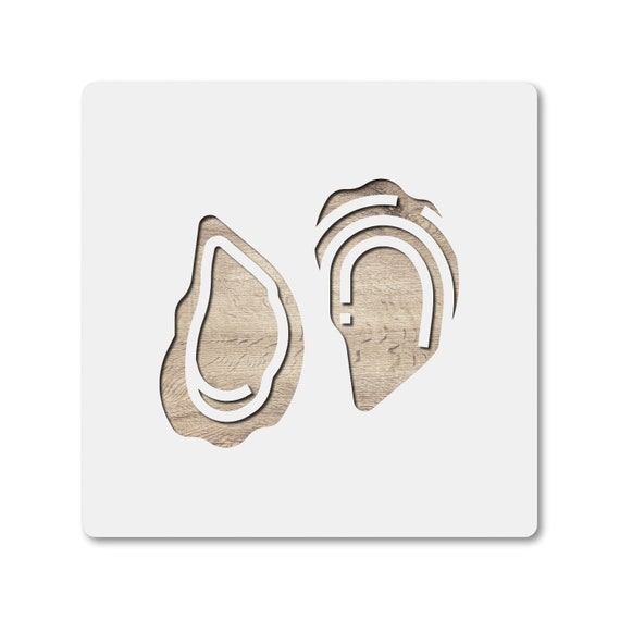 Oyster Shell Stencil 420+ Silhouette Of A Pearl Oyster Stock