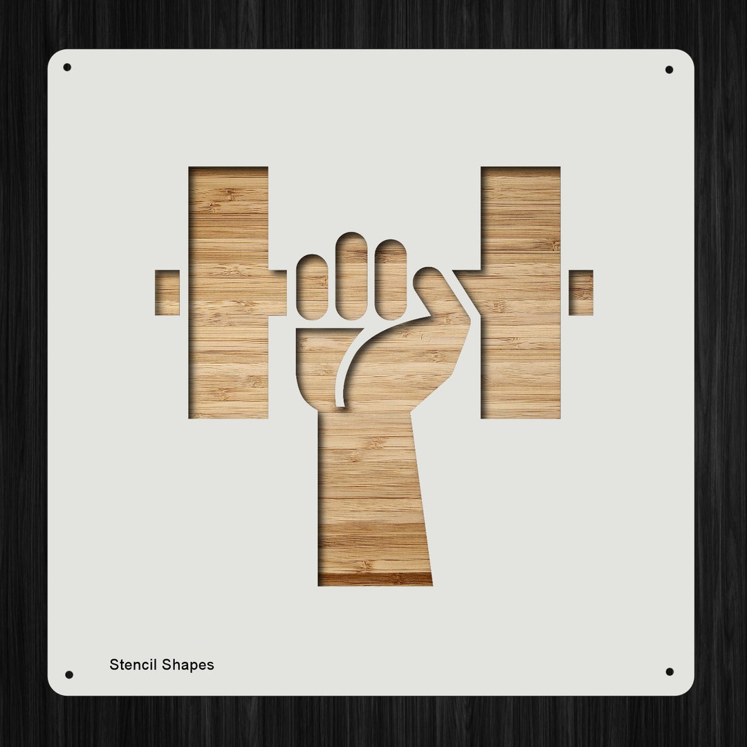 Dumbbell Weight Muscle Strength Training Plastic Mylar Stencil Painting ...