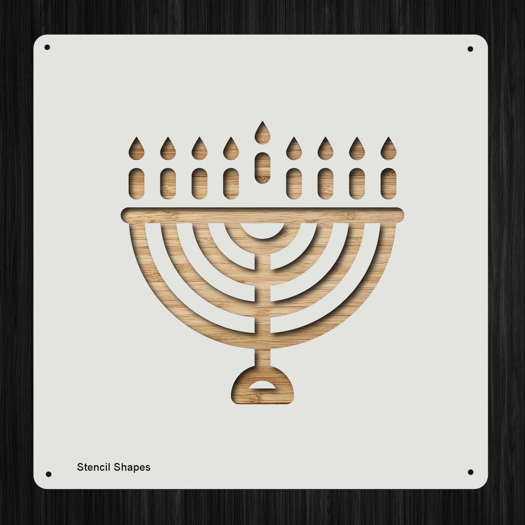 Hanukkah Menorah Shape Jewish Line Menorah Plastic Mylar Stencil ...
