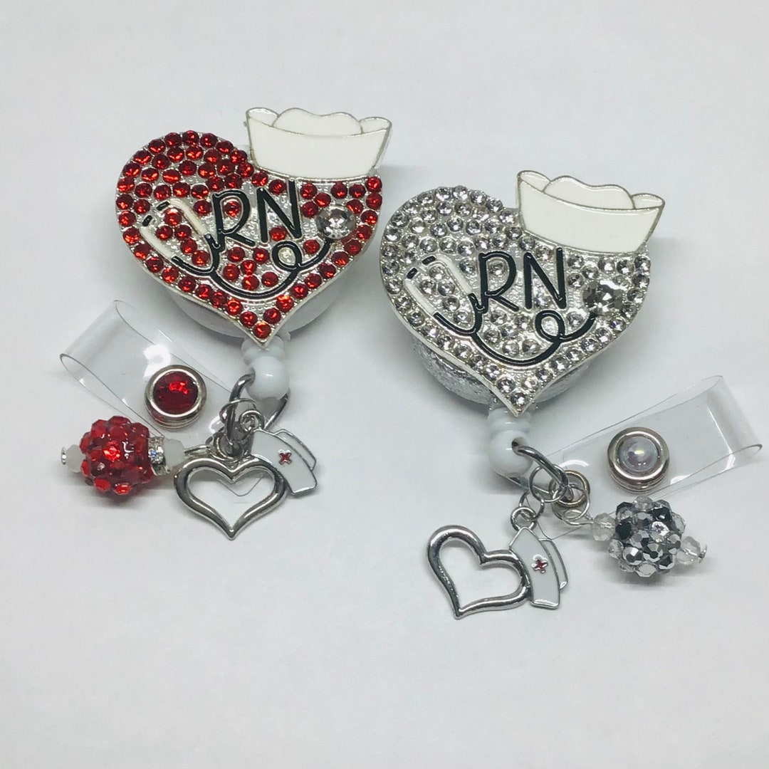 Nurse-heart-rn Retractable Badge Holder Nurse, Retractable Reel ID ...