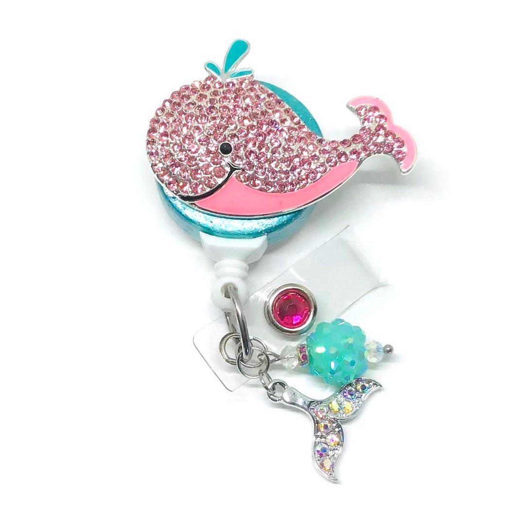 Baleine rose, porte-badge rétractable de plage pour infirmière ...