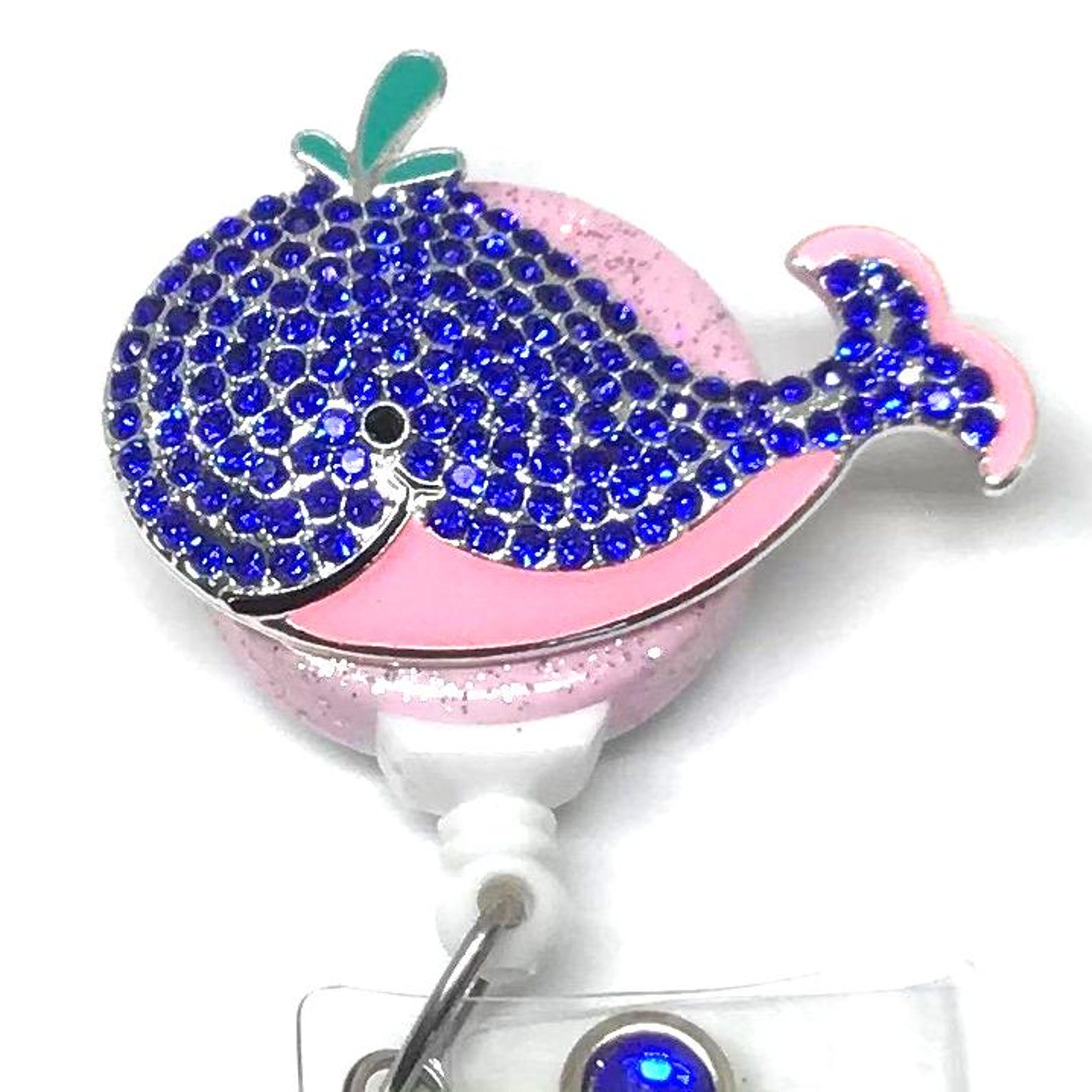 Blue Whale Rhinestone Retractable Badge Reel, Beaded Beach Charm - Etsy