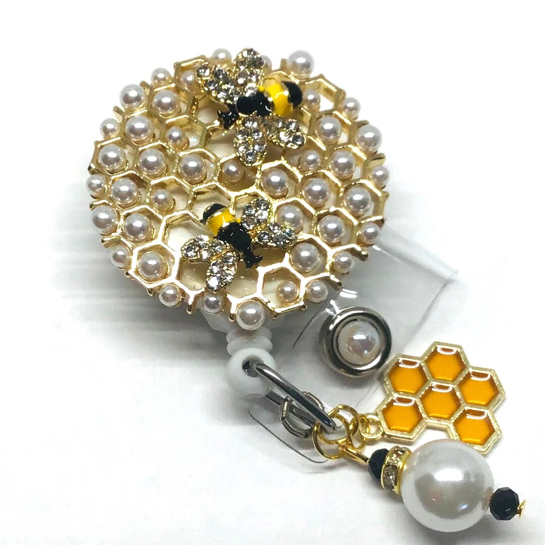 Pearls-bees Honeycomb, Retractable Badge Holder Nurse Retractable Reel ...