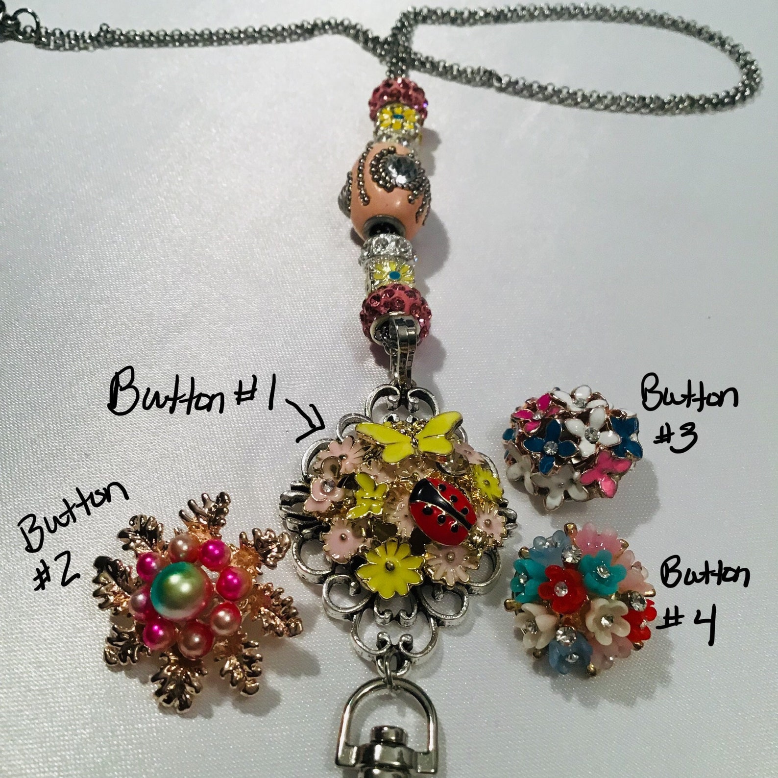 Butterfly Snap Button Lanyard Beaded Breakaway Lanyard ID | Etsy