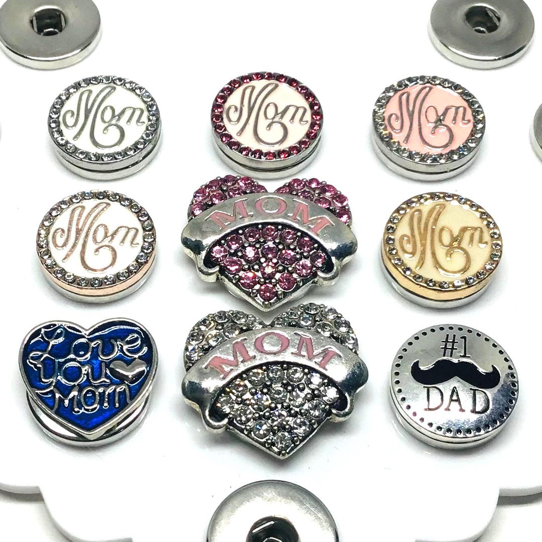 Mom and Dad 18mm Snap Buttons to Use With: Snap Button Jewelry, Badge ...