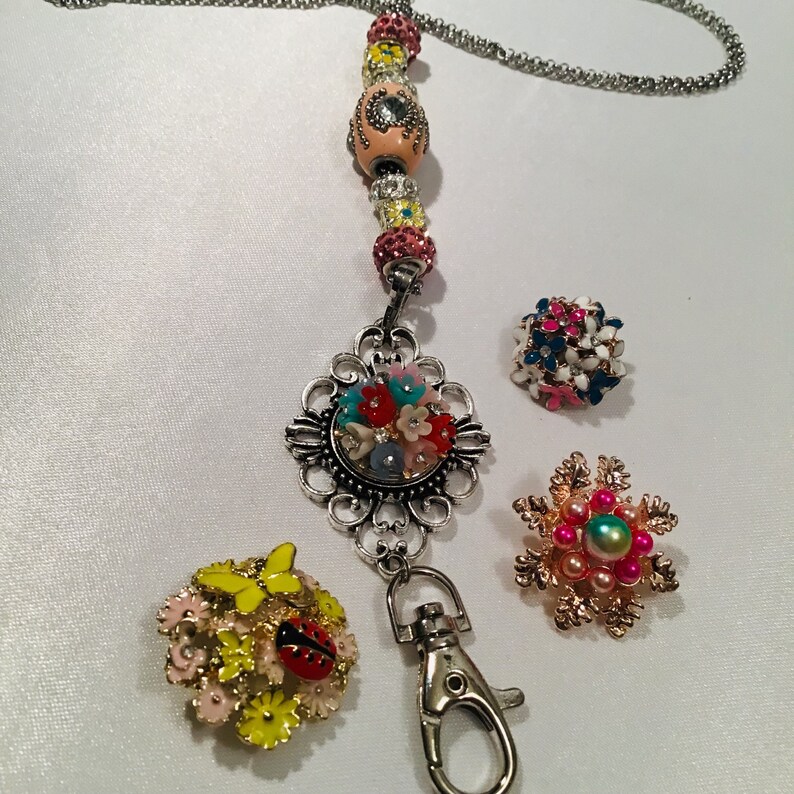 Butterfly Snap Button Lanyard Beaded Breakaway Lanyard ID | Etsy