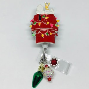 Snoopy, Christmas Holiday Retractable Badge Holder Nurse, Retractable ...