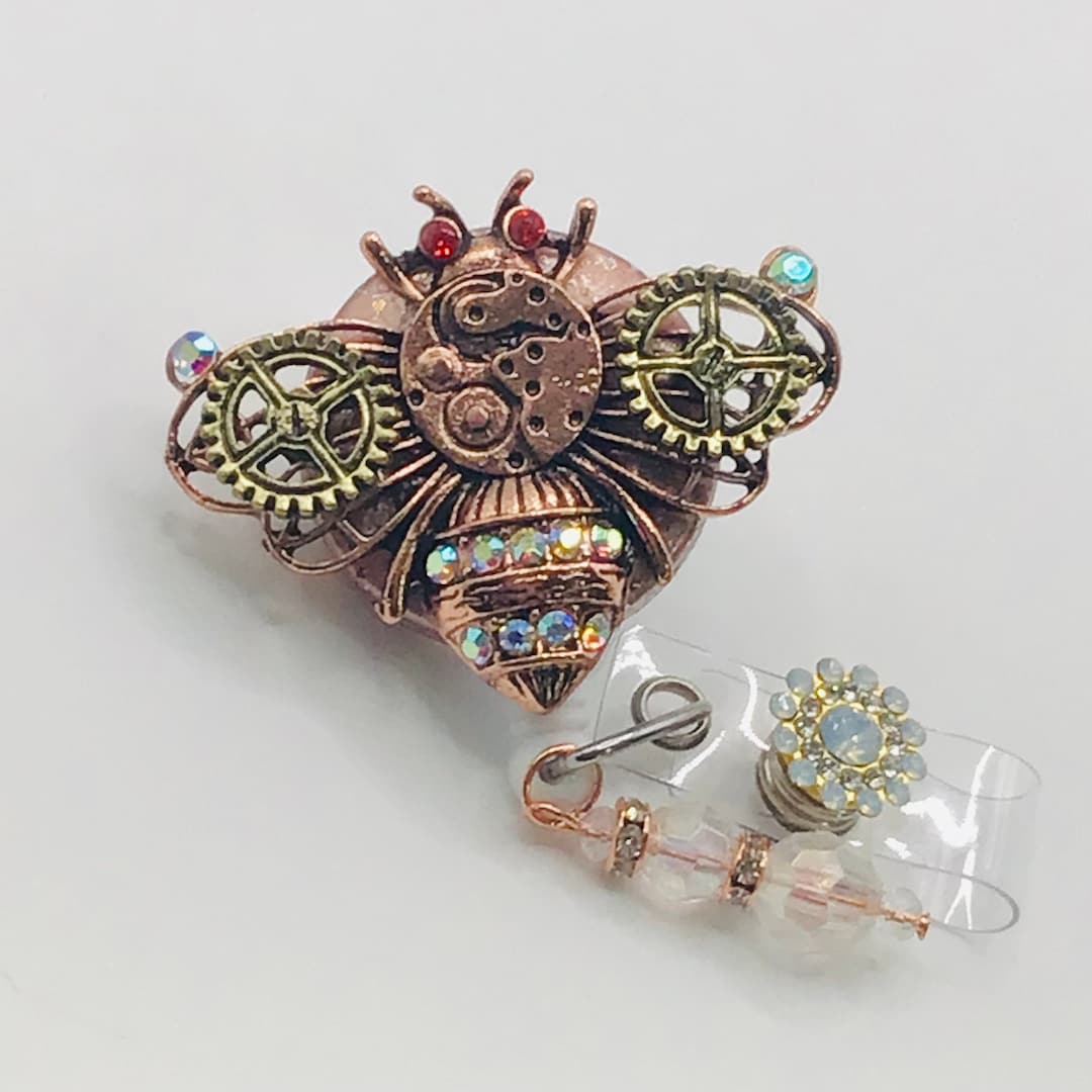Steampunk Bumble Bee Retractable Badge Holder Nurse, Retractable Reel ...