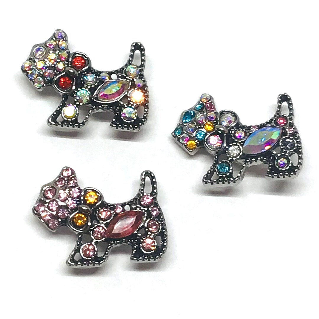 Rhinestone Puppy Dog Snap Button Charm, 18mm - Etsy