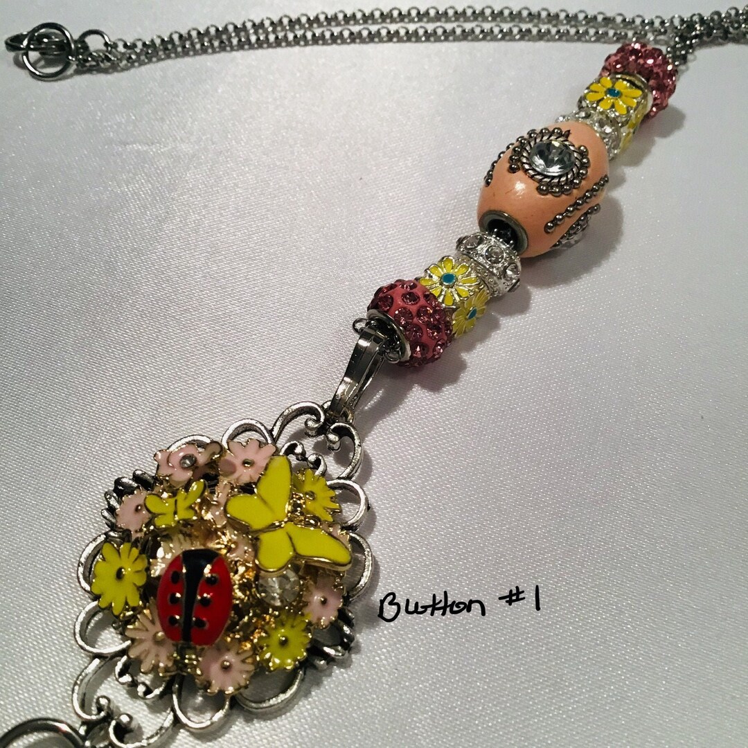 Butterfly Snap Button Lanyard Beaded Breakaway Lanyard, ID Lanyard ...